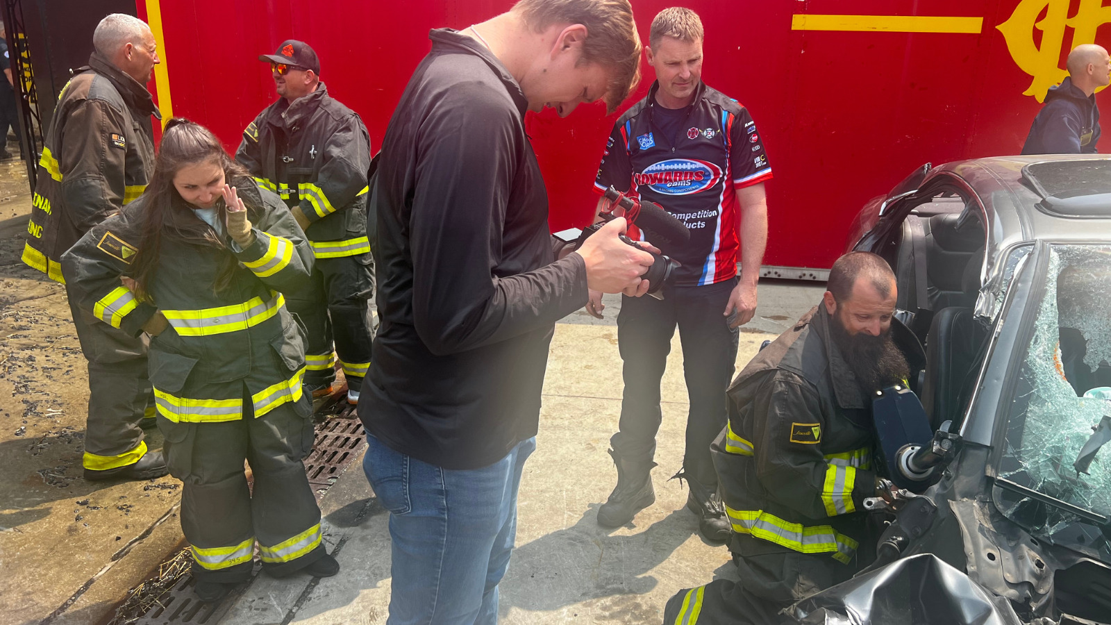 Firefighting Funny Car Driver Chris King Challenges Pros at Quinn Fire ...